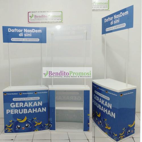 Jual Event Desk + Cetak Sticker + laminating Booth Portable | Meja ...