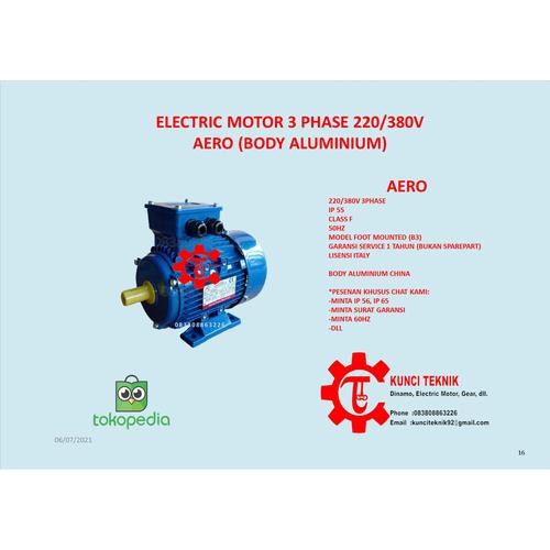 Jual 1 HP 0,75 KW 3 Phase 4 Pole Elektro Motor/dinamo/Motor Induksi B3 - Kota Tangerang - Kunci ...