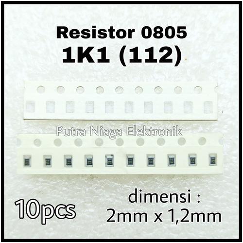 Jual (10pcs) Resistor SMD 0805 1K1 Tahanan 1,1K ohm 1.1K Marking: 112 ...