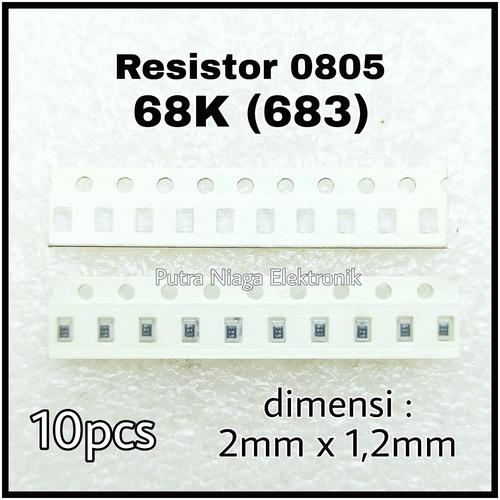Jual (10pcs) Resistor SMD 0805 68K Tahanan 68Kohm 68 K Marking: 683 ...