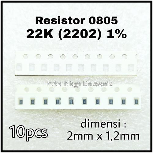 Jual (10pcs) Resistor SMD 0805 22K 1% Tahanan 22Kohm 22 K Marking: 2202 ...
