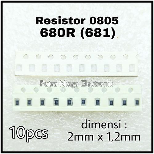 Jual (10pcs) Resistor SMD 0805 680R Tahanan 680ohm 680 ohm Marking: 681 ...