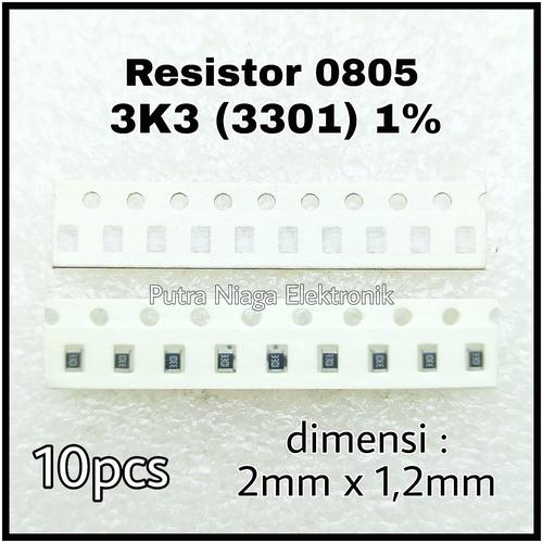 Jual (10pcs) Resistor SMD 0805 3K3 1% Tahanan 3.3K ohm 3,3K Marking ...