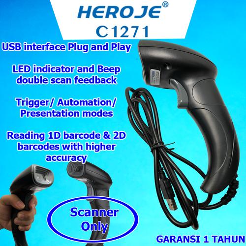 Jual 2D USB Corded Handheld Barcode Scanner Model C1271 - Scanner ...