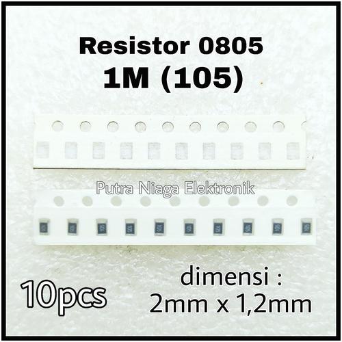 Jual (10pcs) Resistor SMD 0805 1M Tahanan 1Mohm 1 M Marking: 105 - 1M 1 ...