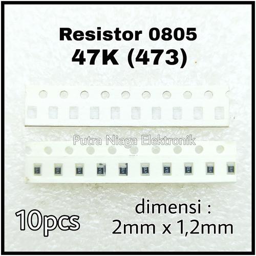 Jual (10pcs) Resistor SMD 0805 47K Tahanan 47Kohm 47 K Marking: 473 ...