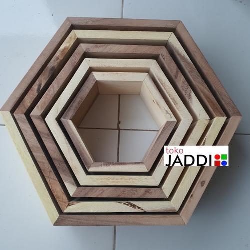 Jual Rak Kayu Hexagonal Rak ambalan heksagonal segi enam hexagon wooden ...