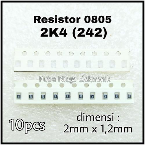 Jual (10pcs) Resistor SMD 0805 2K4 Tahanan 2,4K ohm 2.4K Marking: 242 ...