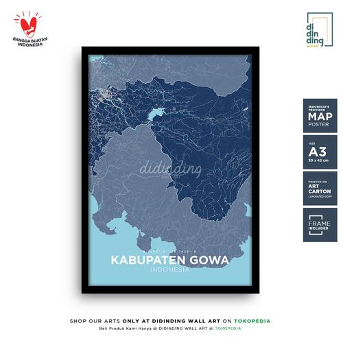 Jual Peta Modern Kabupaten Gowa Map Art Indonesia Poster Provinsi ...
