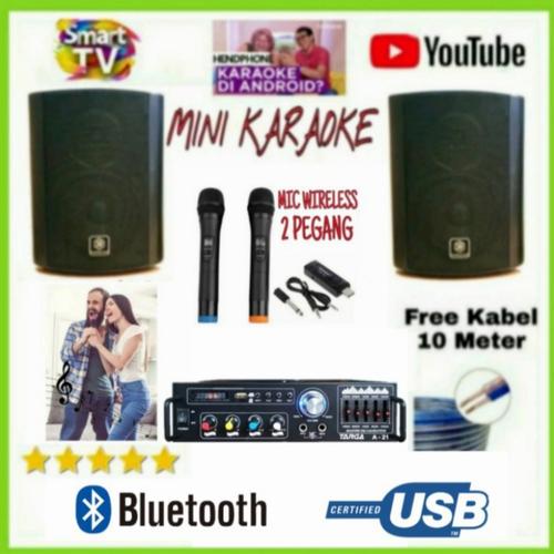 Jual paket karaoke set speaker 3R ampli mini karaoke smart tv 2 mic ...