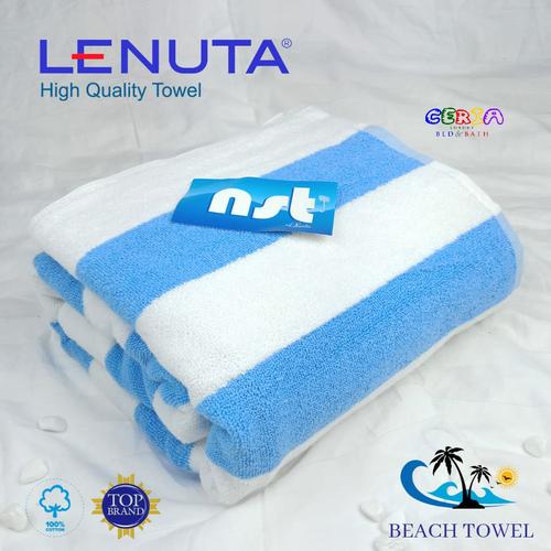 Jual Handuk Tebal Jumbo Pantai Lenuta NST Stripe 95x150cm - Biru Putih ...