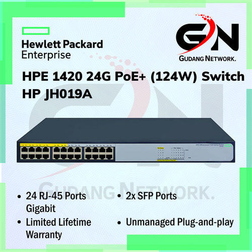Jual HPE 1420 24G PoE+ (124W) Switch JH019A, HP JH019A - Jakarta Pusat ...