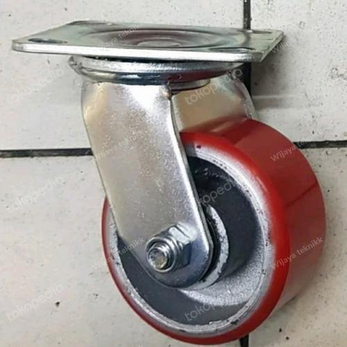 Jual Roda troli Pu 4 inch heavy duty hidup Roda Pu 4 inch heavy duty ...