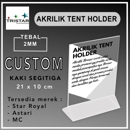 Jual Acrylic / akrilik tent holder (21 x 10 cm ) kaki segitiga - bening ...