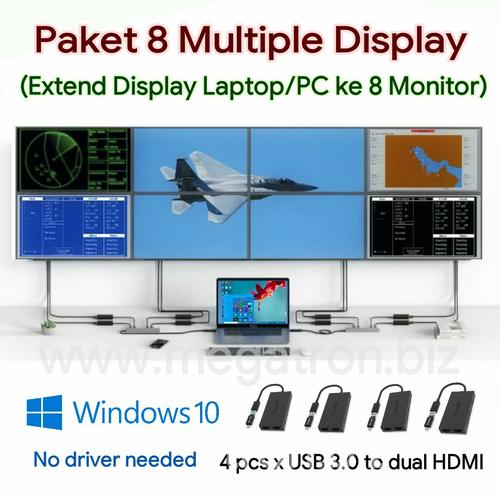 Jual Paket Extend Monitor 8 Display (tampil beda-beda) - USB 3.0 ...
