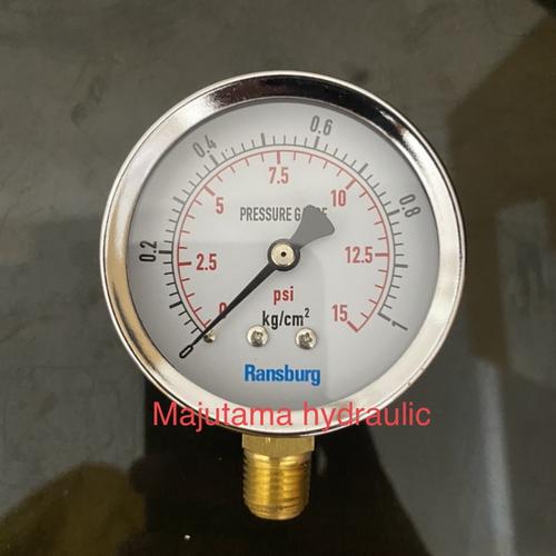 Jual Pressure gauge//manometer 2,5 inch 1 bar(kg/cm2)black steel - 6 ...