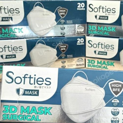Jual Masker SOFTIES 3D 4 PLY SURGICAL Mask isi 20 / Mirip Evo Sensi ...