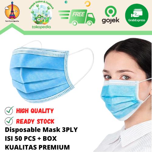Jual Masker Surgical 3Ply Earloop Disposable Masker 3 Lapis Isi 50PCS ...