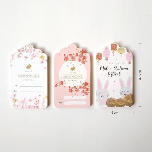 Jual hangtag mid autumn kartu ucapan mooncake festival tag motif kue ...