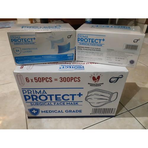 Jual PRIMA PROTECT+ Disposable Face Mask 3 Ply Masker (1 box isi 50 pcs ...