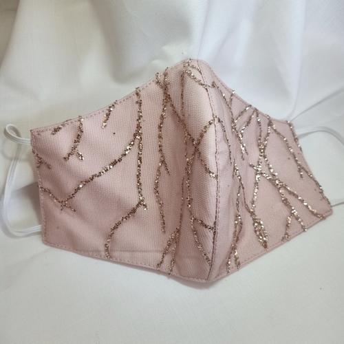 Jual masker kain 3ply brokat untuk acara bisa custom - pink rose gold ...