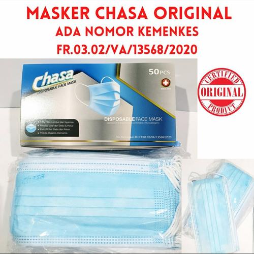 Promo Masker 3Ply Earloop Chasa Biru Embos & Polos Terdaftar Kemenkes BNPB - HitamEmbosChasa ...