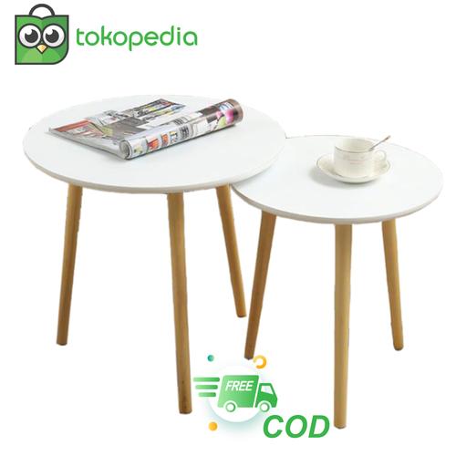 Jual PROMO (2pcs)! Coffee Table Minimalis meja tamu bulat - Putih - Kab ...