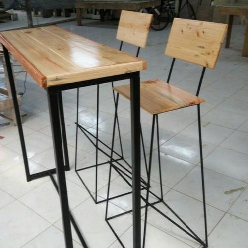Jual Set meja Bar tinggi, Bar stool minimalis dua kursi kaki besi ...