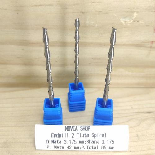 Jual Mata Router CNC 2F Spiral 3.175 x 42mm u/PVC FOAM EVA Polystyrene ...