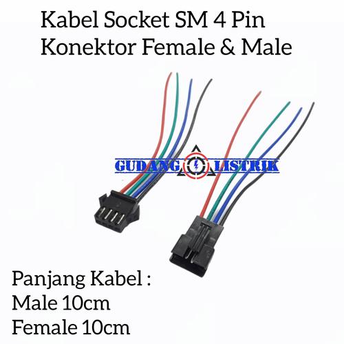 Jual Socket Terminal Kabel 4 Pin SM4 Konektor Kabel Plug EL Connector ...
