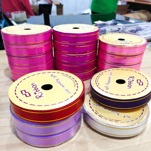 Jual Pita Kado Lis Emas Jepang / Kertas Ribbon Polos 2cm ¾ inci Gold ...