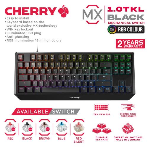 Promo CHERRY MX Mechanical Gaming Keyboard TKL - MX 1.0 TKL RGB BLACK ...