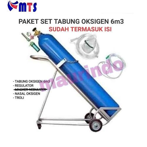 Jual TABUNG OKSIGEN 6M3 6 M3 KOMPLIT TROLY DAN REGULATOR FULL SET LENGKAP - TROLY 2 RODA - Kota ...