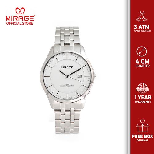 Promo Original Mirage Jam Tangan Pria Elegant Tipis Analog Silver 8544M ...
