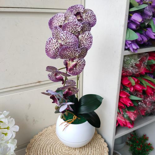 Jual bunga anggrek latex premium artificial / harga termasuk pot - 10 ...