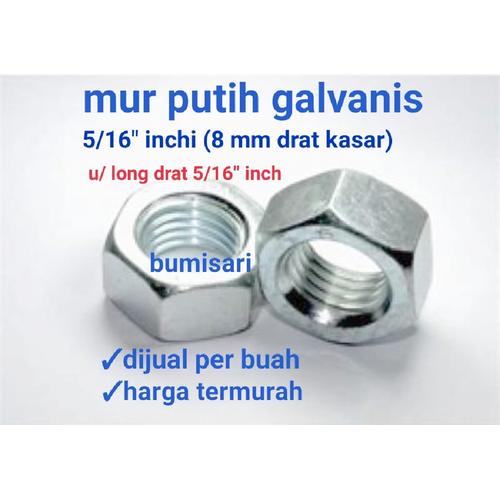 Jual Mur 5/16" Galvanis/ Mur putih/Mur 5/16"/ Mur galvanis murah ...