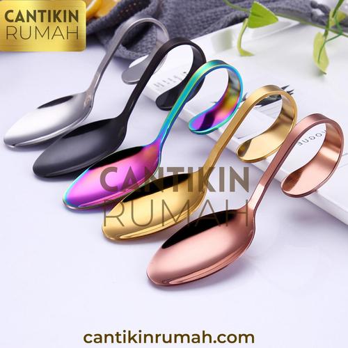 Jual SENDOK SAJI CANAPE STAINLESS EMAS CURVED HANDLE APPETIZER SPOON ...