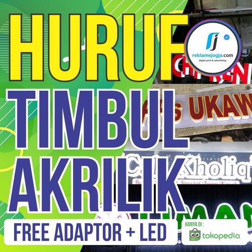 Jual Letter Timbul Menyala Akrilik 3 mm+LED mata 3 + Sticker Cutting ...