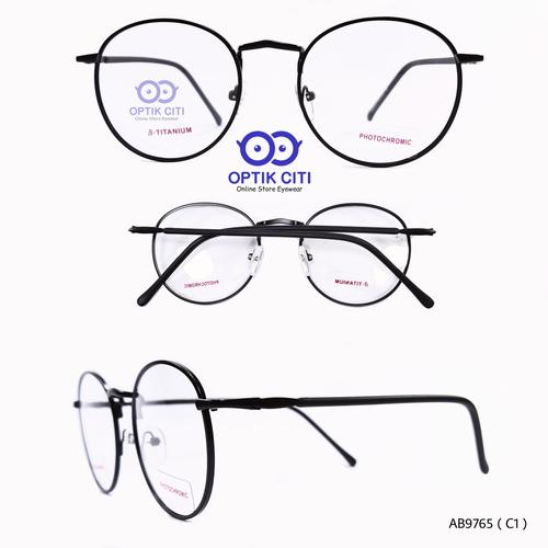 Jual frame kacamata bulat pria wanita titanium 9765 gratis lensa ...