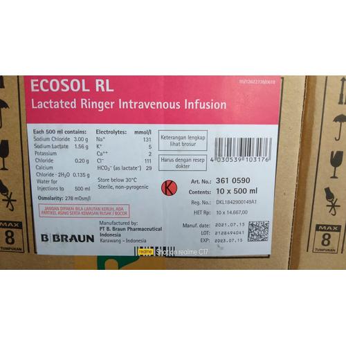Jual 10 karton INFUS RL BBROUN ORYGINAL 500 ML RINGER LACTAT ELEKTROLIT ...