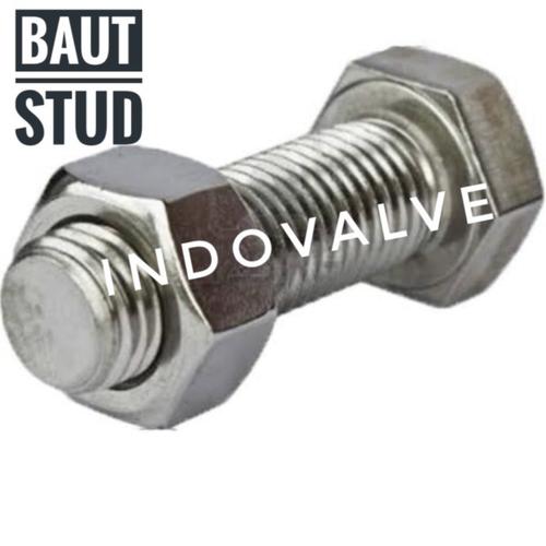 Jual Baut Stud & Nut M24 x 90 mm ; SS 316 ; include Spring Washer ...