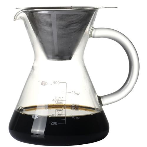 Jual Pitcher Kopi V60 Coffee Server Glass Pot Kaca with Filter 600ml ...