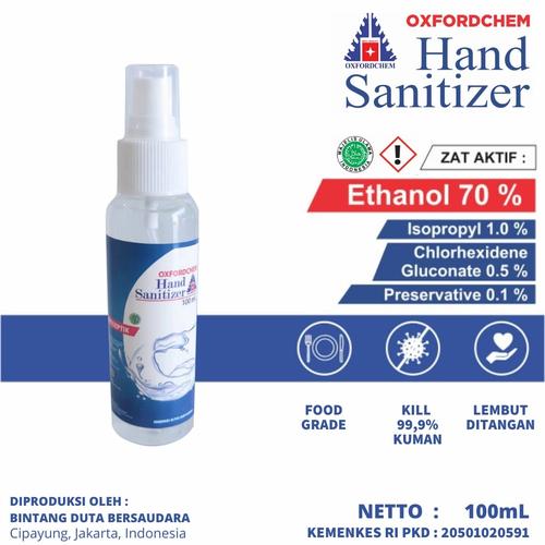 Jual hand sanitizer spray kemasan 100ml / perawatan tangan oxfordchem ...