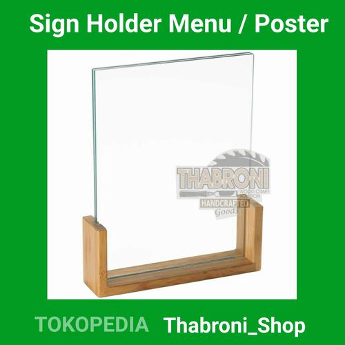 Jual Sign Holder Kayu + Akrilik Polos Stand Poster Menu Meja Kayu ...