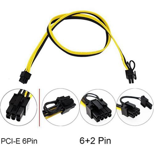 Jual KABEL VGA PCIE 6 PIN MALE TO 8 PIN 6+2 MALE PANJANG 50CM MINING ...