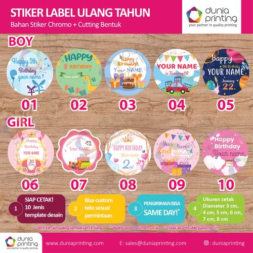 Jual Sticker Ulang Tahun Anak ukuran 3cm-4cm-5cm-6cm-7cm-8cm - design01 ...