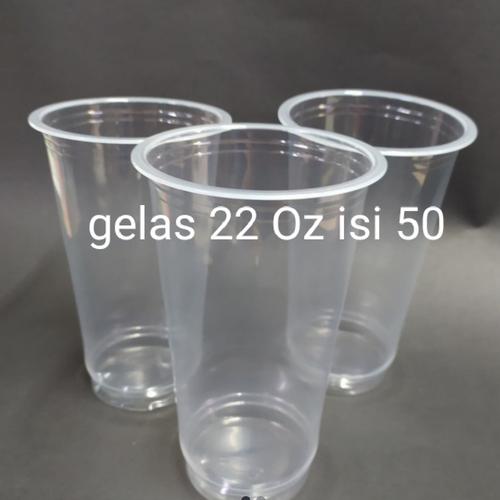 Jual gelas plastik/ cup besar/thai tea/ 22 oz isi 50 - datar 22oz ...