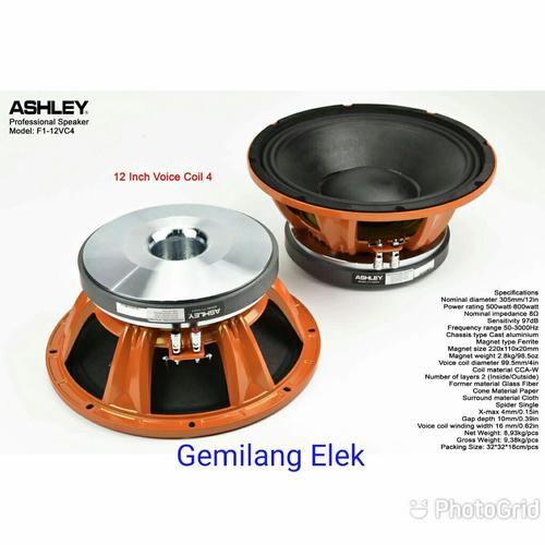 Jual Speaker ASHLEY 12 inch F1 12VC4 Original - Jakarta Barat ...