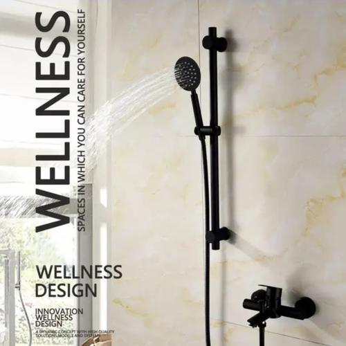 Jual Paket Shower Tiang HITAM BLACK Keran Bathub Mixer shower panas ...