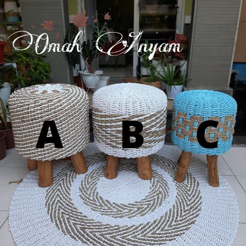 Jual Stool / Bangku / Kursi Anyaman / Sofa Stool Bulat Minimalis ...